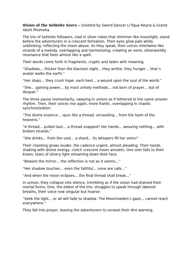 Selûnite Seers' Prophetic Warning | PDF