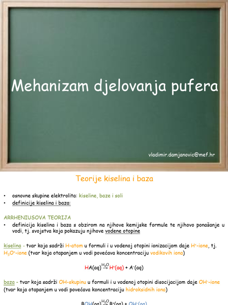 Mehanizam Djelovanja Pufera (Damjanović) | PDF