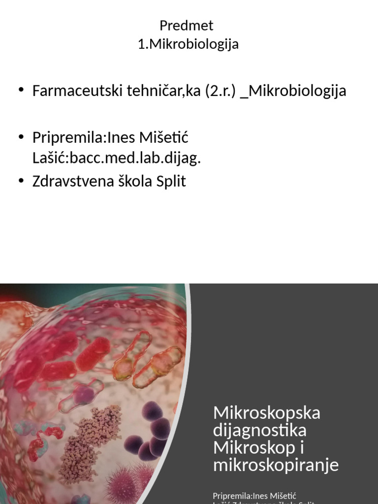 FT Mikrobiologija Mikroskop I Mikroskopiranje 2.razred | PDF