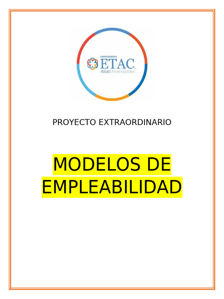 Proyecto Extraodinario MODELOS DE EMPLEABILIDAD | PDF | Plan de estudios
