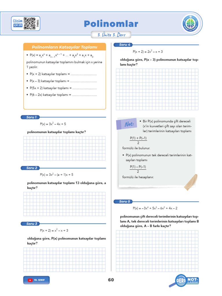 RehberMatematik - 10.sınıf - Polinomlar - 03 Ders - RMAKADEMİ | PDF