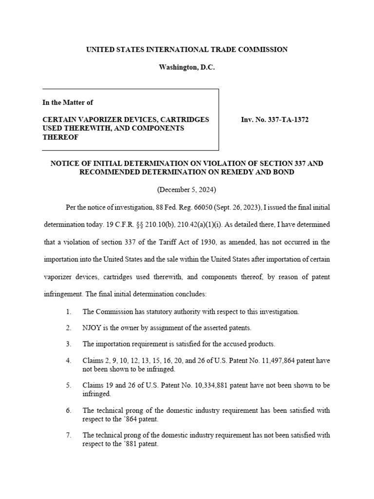 337-Ta-1372 Initial Determination | PDF