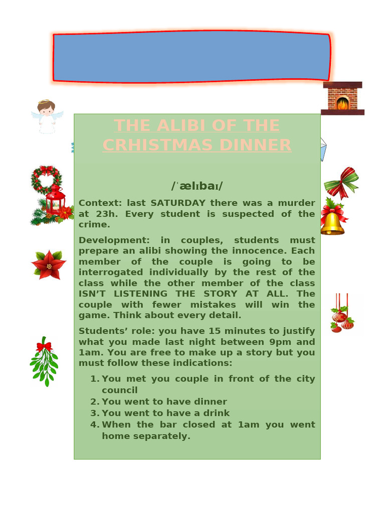 Christmas Dinner Alibi Challenge | PDF