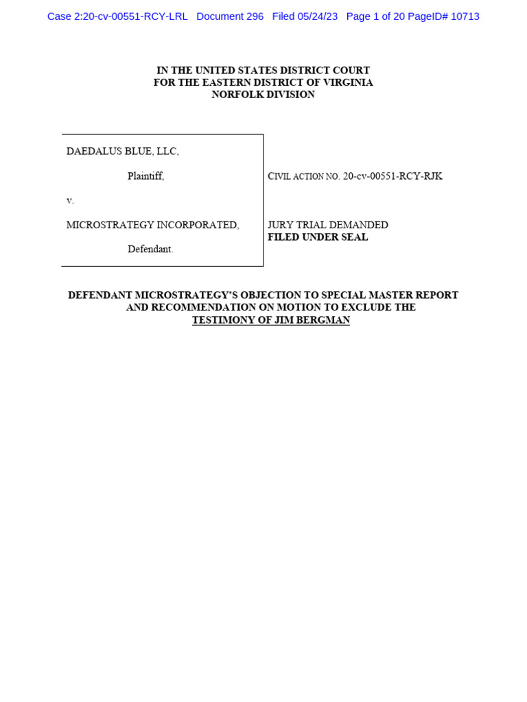 D.I. 296 Defendant Objection To 289 | PDF | Expert Witness | Daubert ...