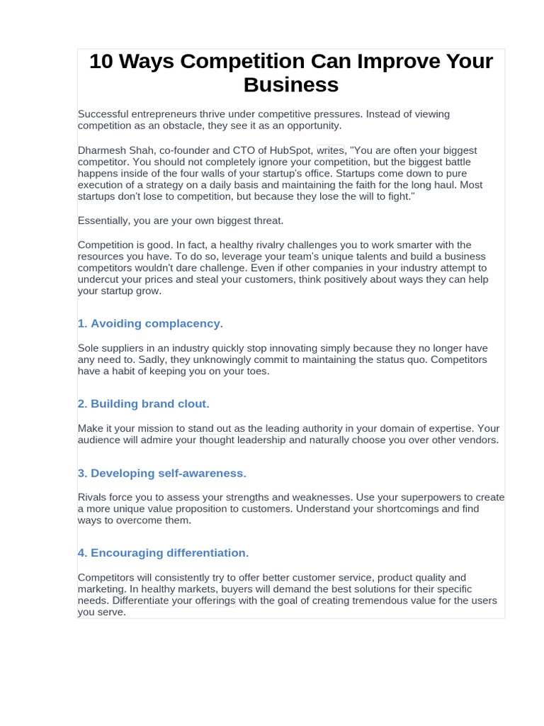Harnessing Competition for Business Growth | PDF | Competition ...