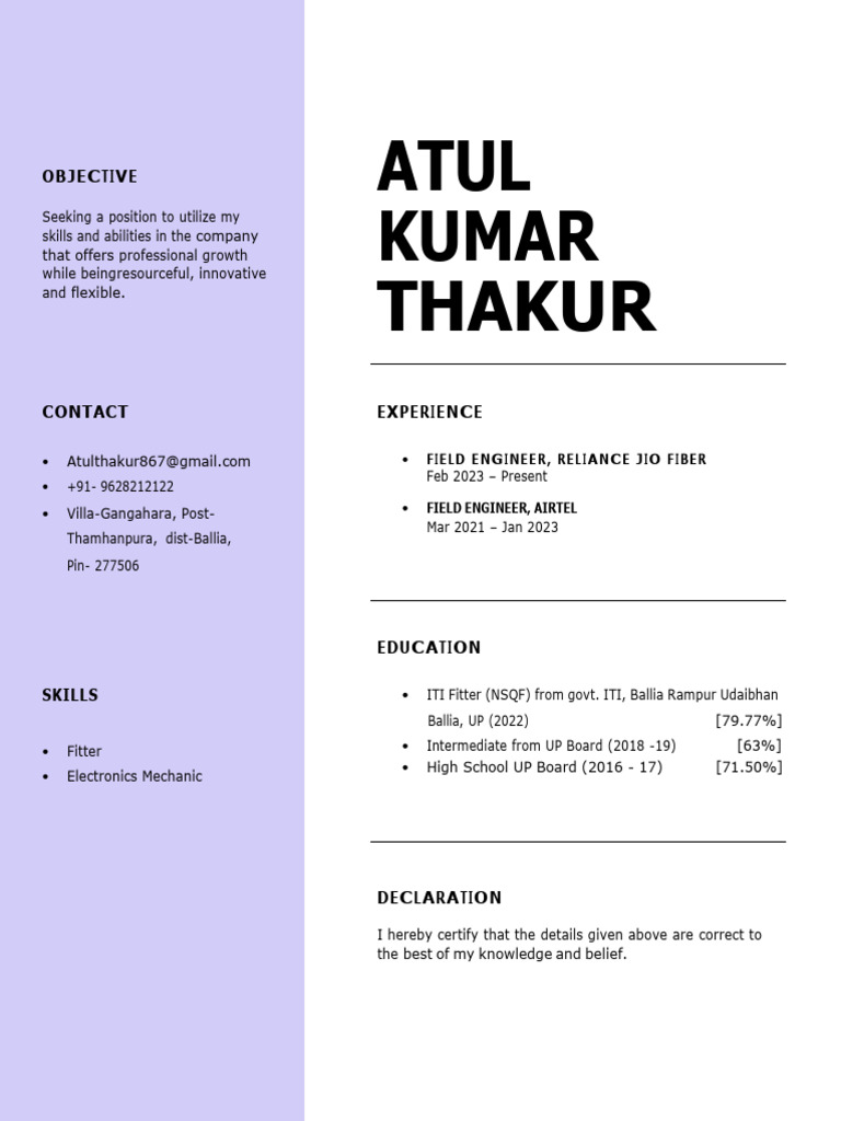 Atul thakur (CV) | PDF