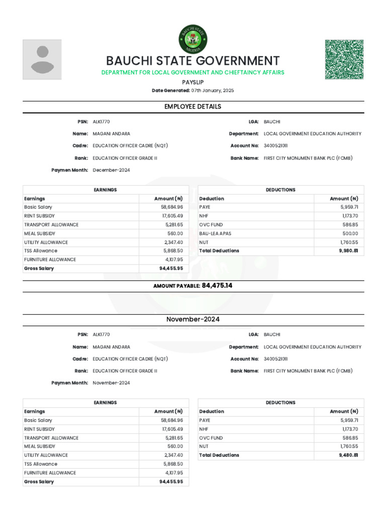 Payslipmaman Bello | PDF | Government Finances | Taxes