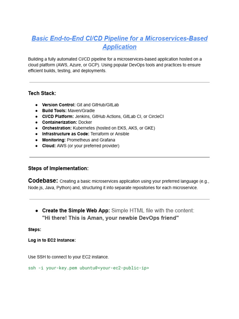 CI/CD Pipeline for Microservices on Cloud | PDF | Information ...
