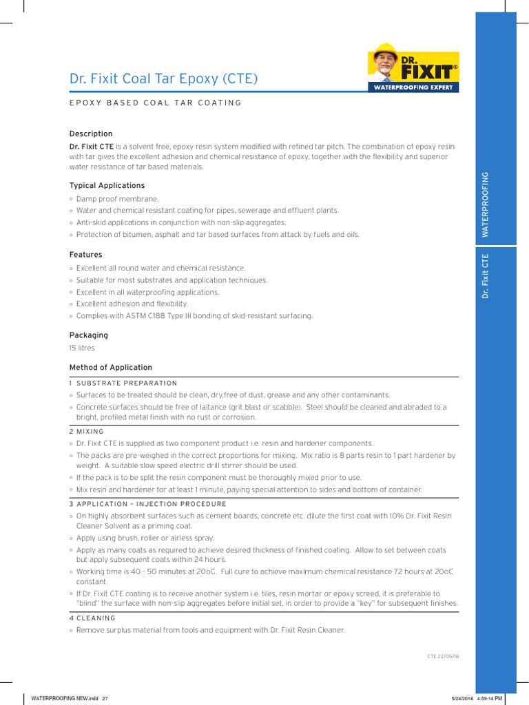 9e96d Dr. Fixit Coal Tar Epoxy Cte | PDF | Epoxy | Materials
