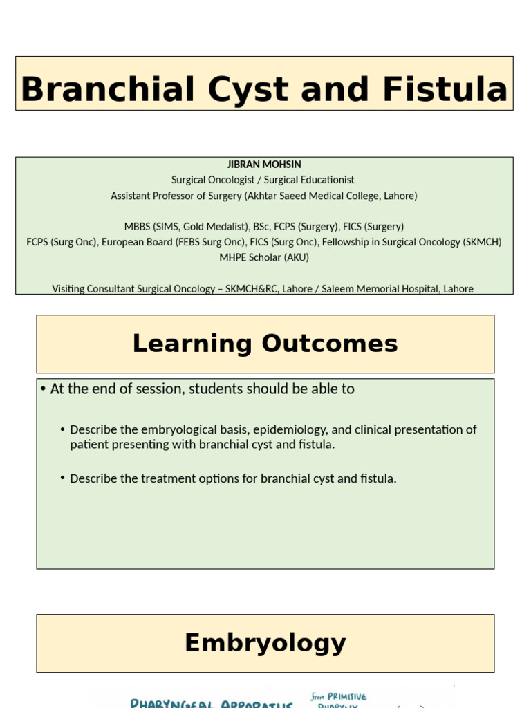 Branchial Cysts and Fistulas Overview | PDF | Medical Specialties ...