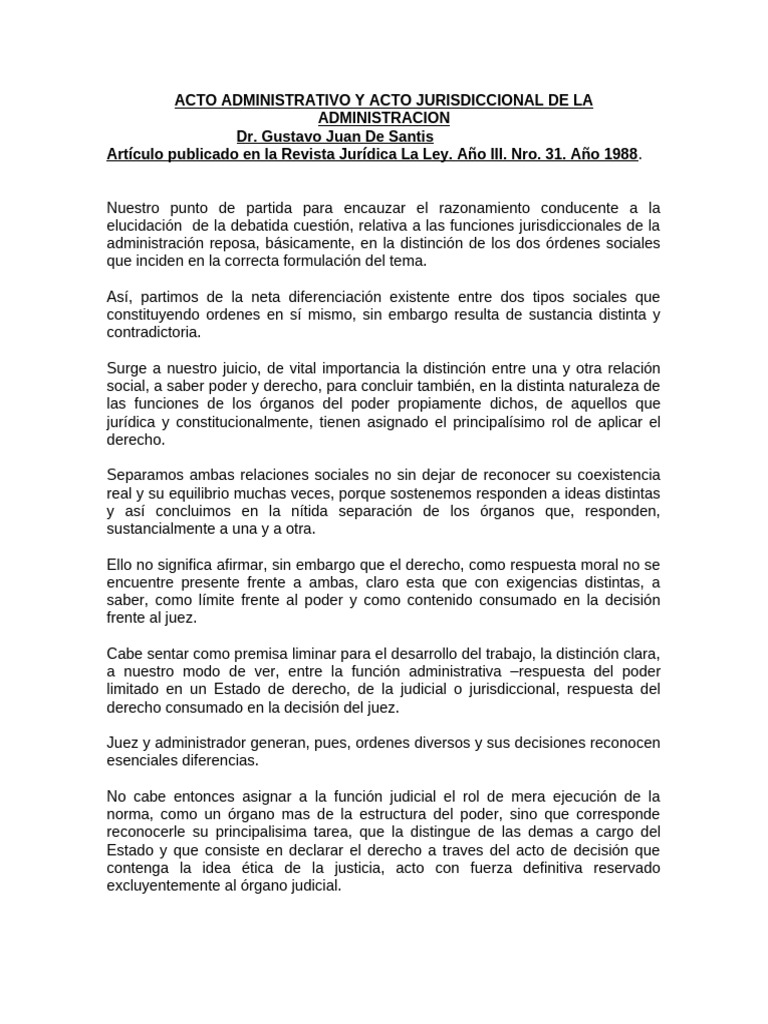 Acto Administrativo y Acto Jurisdiccional de La Administración | PDF | Jurisdicción | Juez