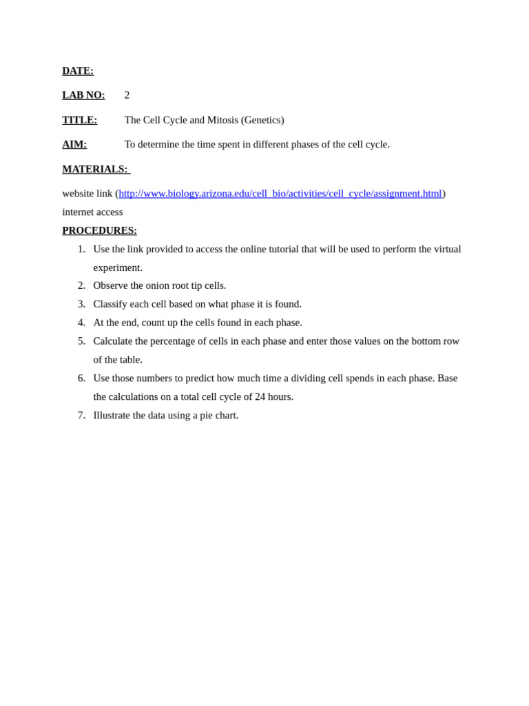 Mitosis Lab | PDF