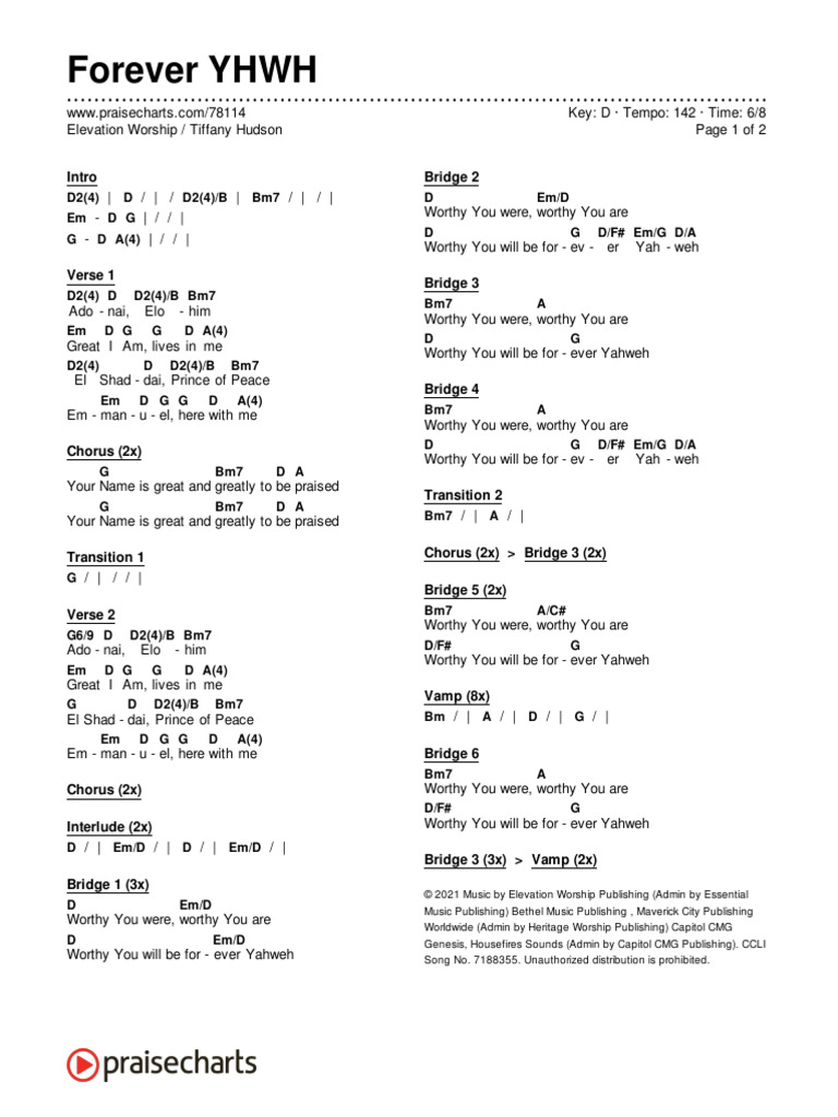 Forever YHWH Chords and Lyrics | PDF | Yahweh | Names Of God