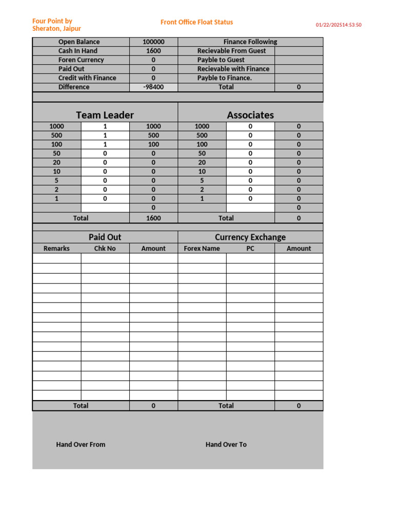 Front Office Float Status | PDF