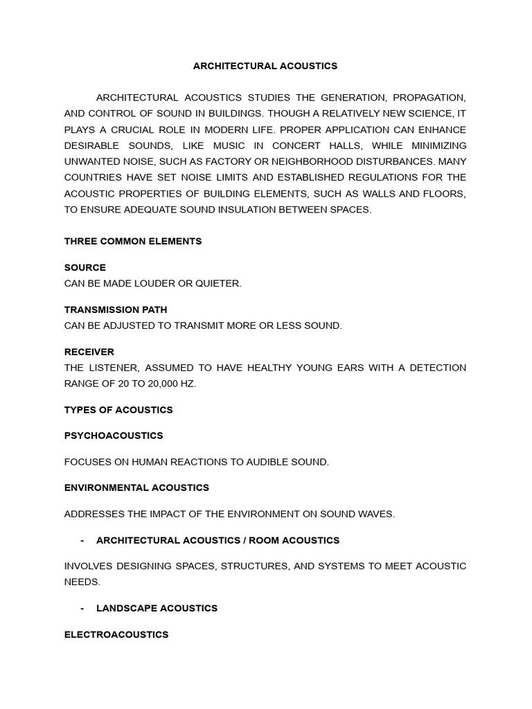 Architectural Acoustics | PDF | Sound | Acoustics