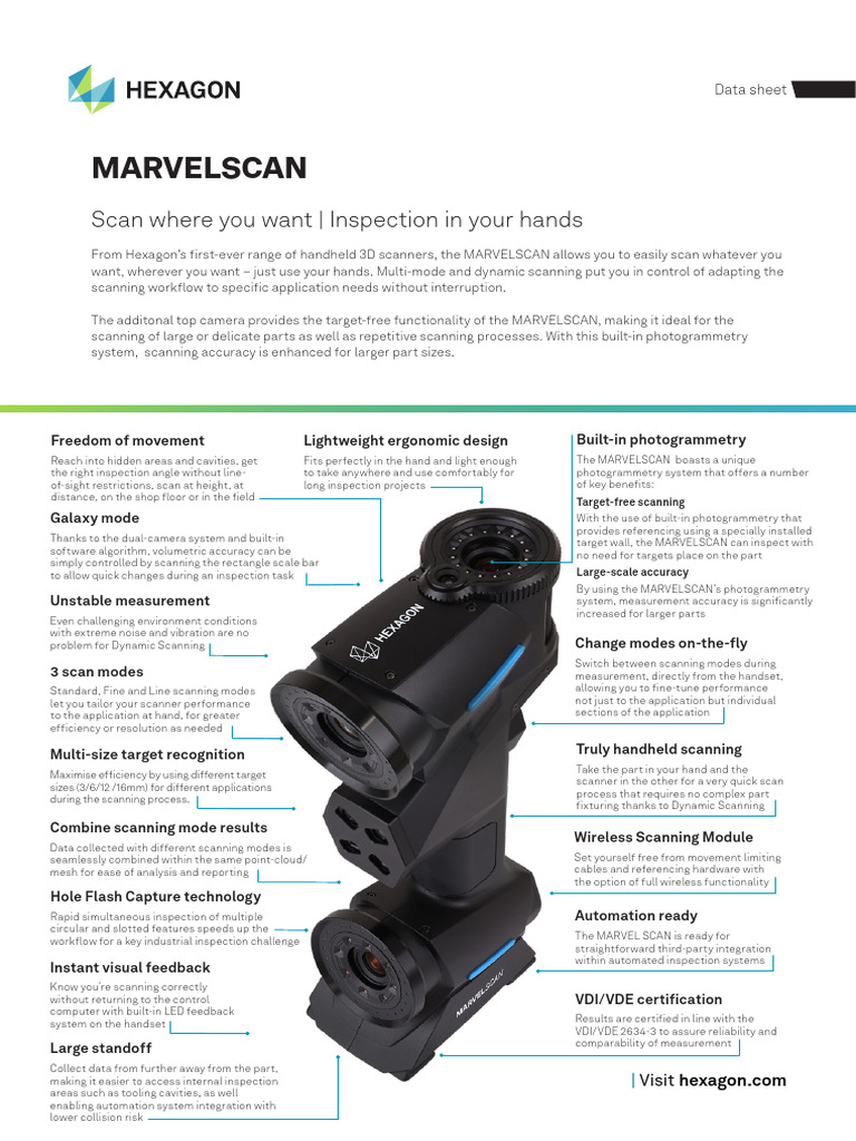 Handheld 3D Scanner MARVELSCAN Features | PDF | Image Scanner | Computing