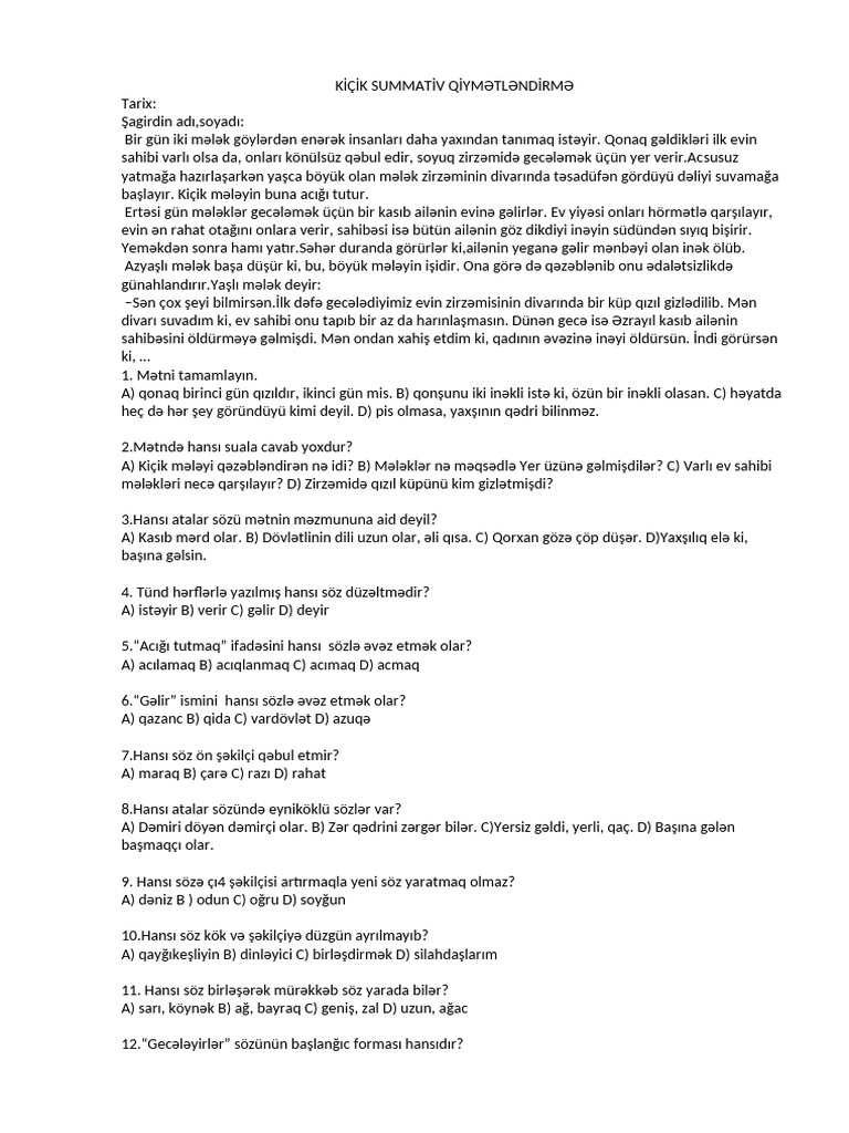 5 sinif az dili ksq 4 esl | PDF