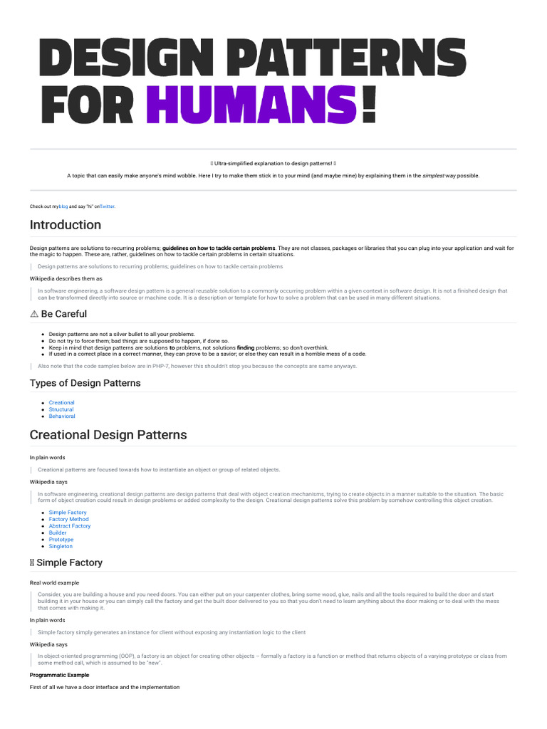 Design Pattern For Human | PDF | Class (Computer Programming) | Method (Computer Programming)