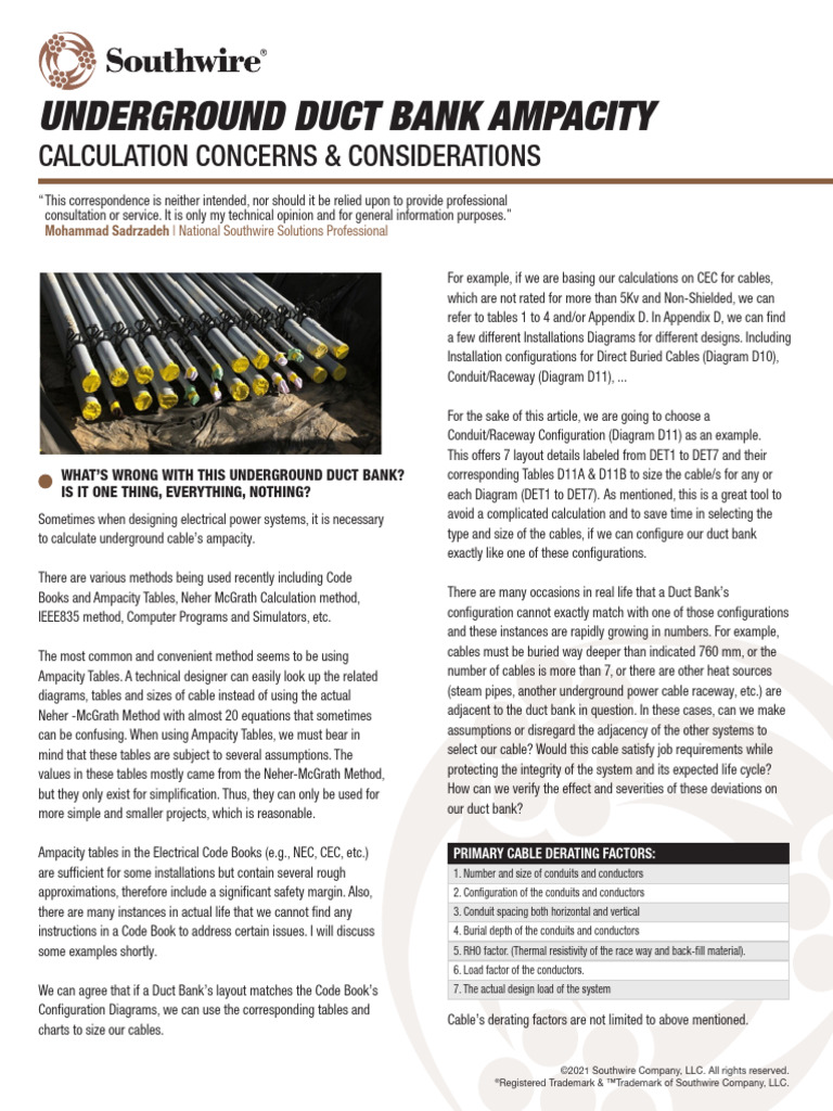 2104 White Paper Underground Duct Bank HIGHRES | PDF | Electrical ...