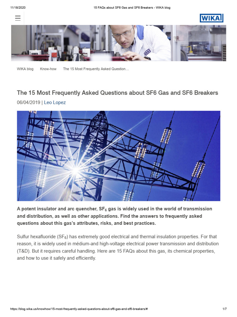 15 FAQs about SF6 Gas and SF6 Breakers | PDF | Chemistry | Chemical Substances