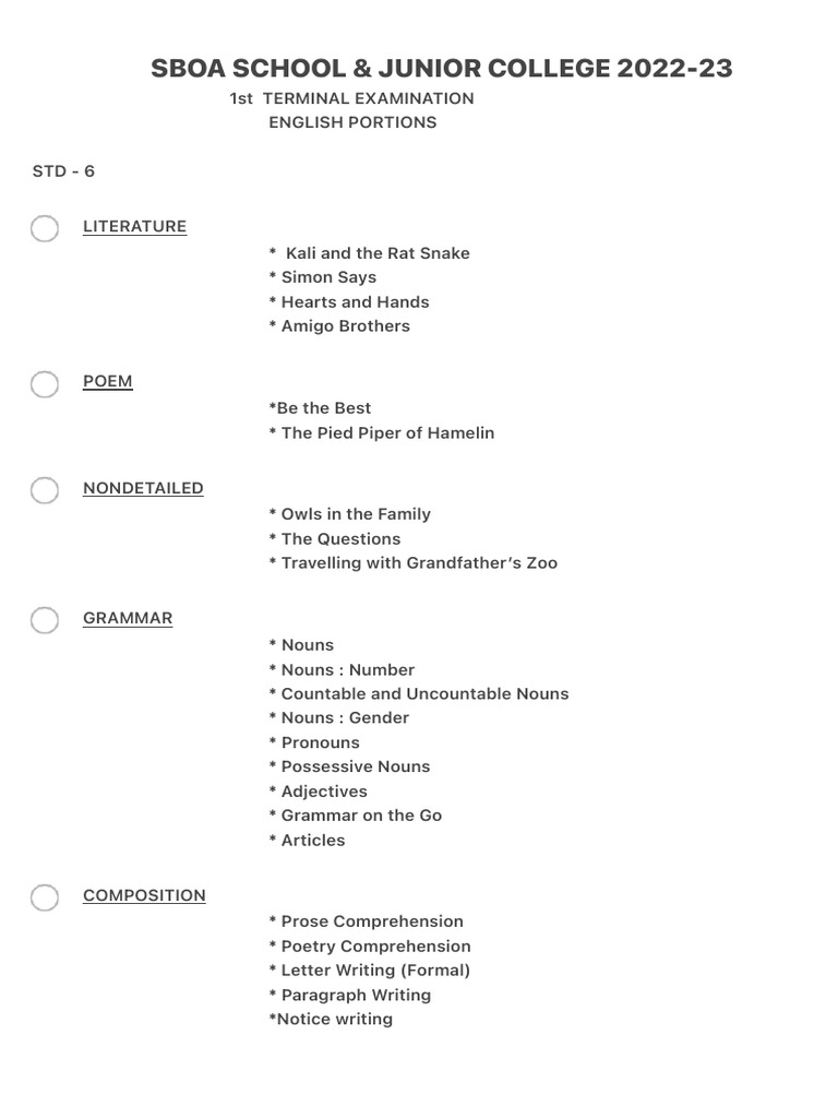 Sboa School & Junior College 2022-23 | PDF