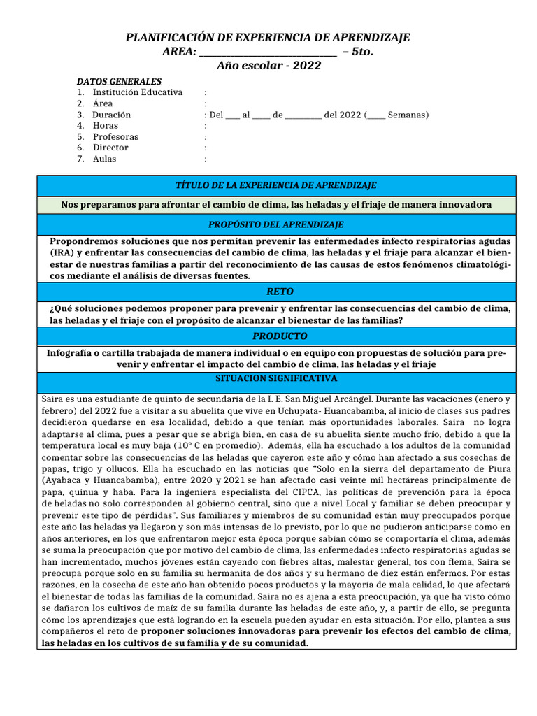 PLANIFICADOR DE LA EDA III - 5° sec | PDF