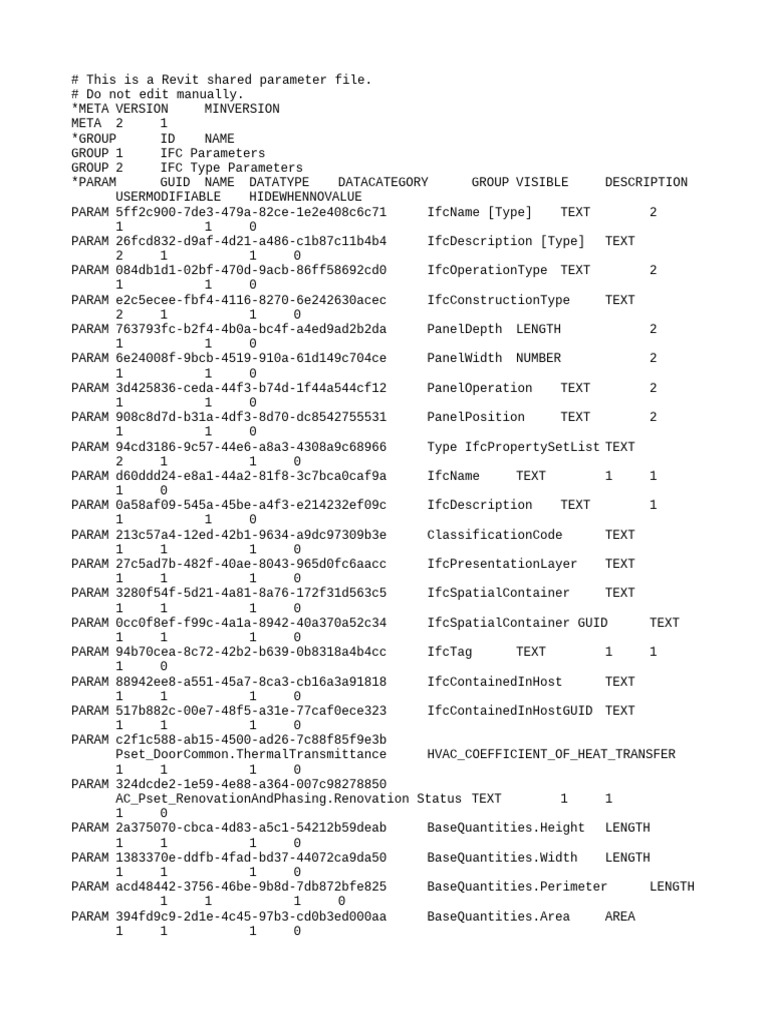 SLO_ARQ_MOD.ifc.sharedparameters | PDF | Length | Geometric Measurement