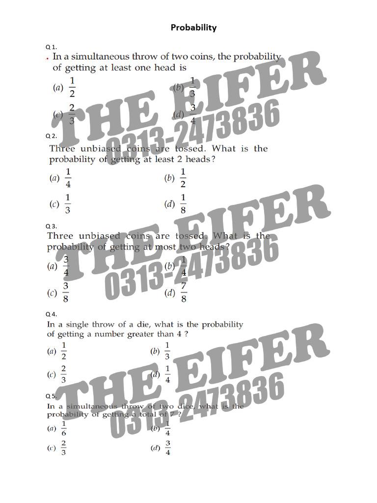 Probability New Worksheet 2023 | PDF