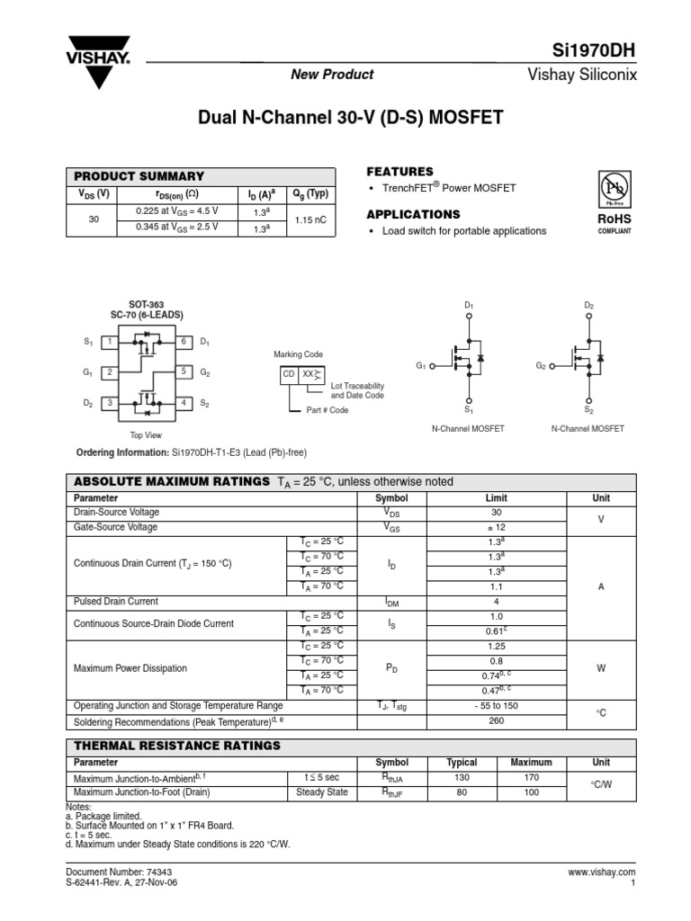 si1970dh_vishay | PDF | Diode | Electrical Engineering