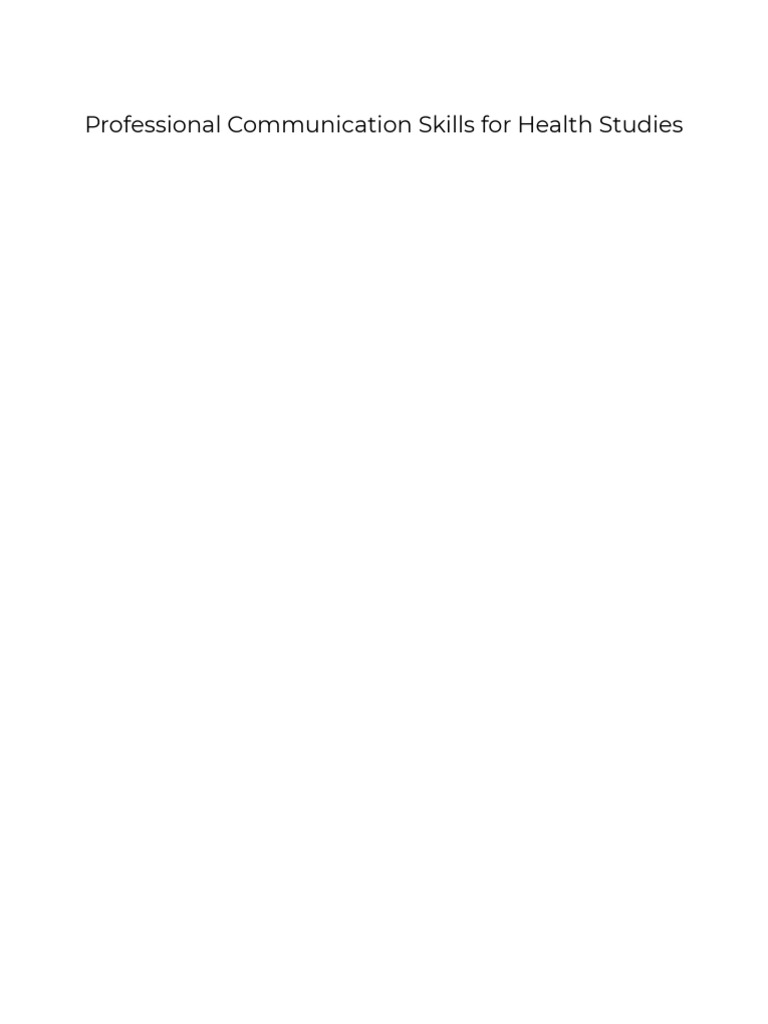 Professional-Communication-Skills-for-Health-Studies-1727804996 | PDF ...