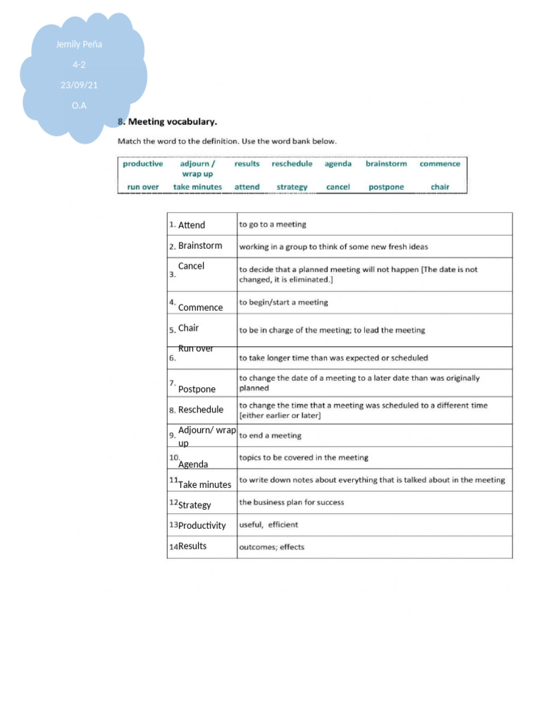 Assignment Office Admin. (Meetings) | PDF