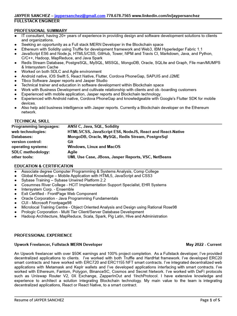 Fullstack Engineer Resume.docx | PDF | Microsoft Sql Server | Java (Programming Language)