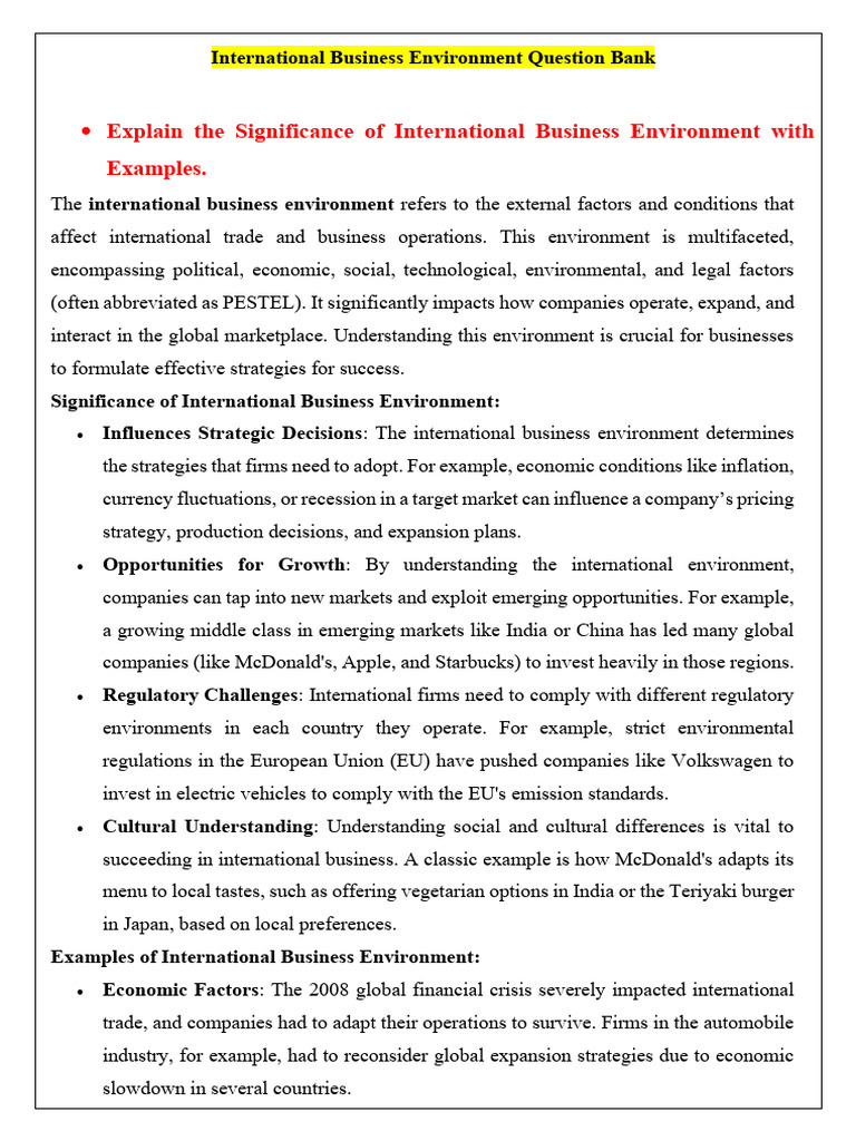 International Business Environment Insights | PDF | Foreign Exchange ...