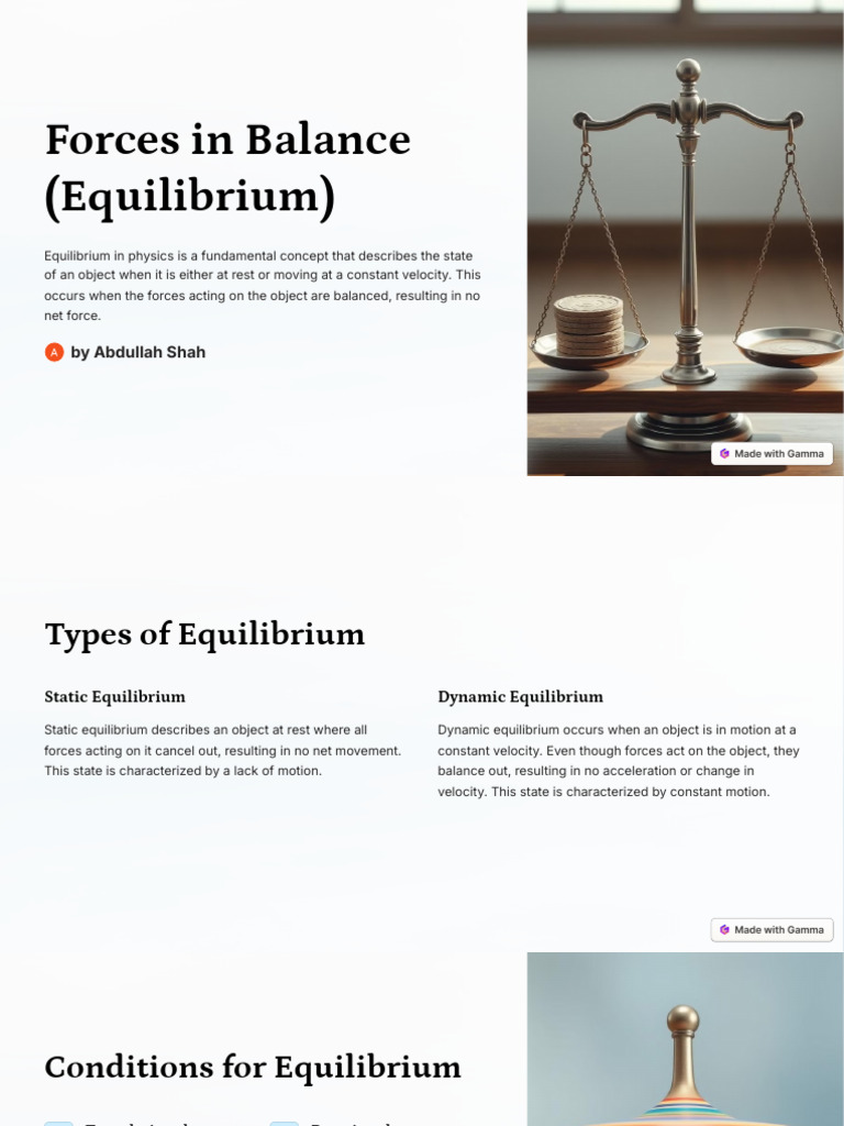 Forces in Balance Equilibrium | PDF | Force | Acceleration