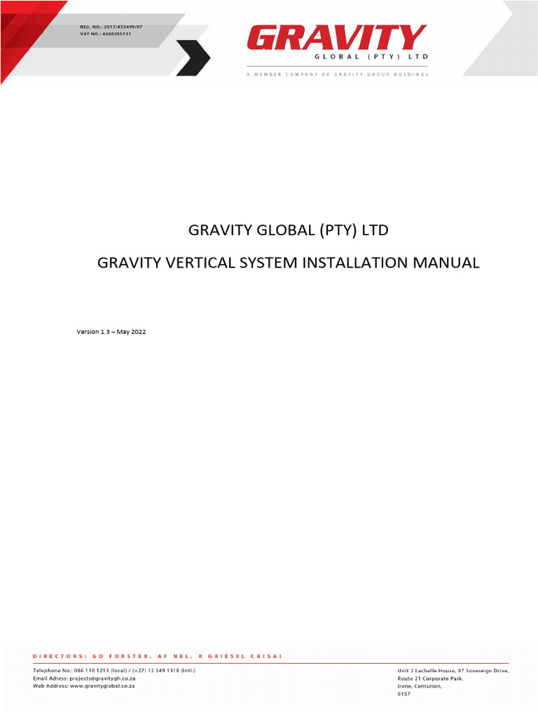 Training Module Gravity Vertical System installation_v1.3 | PDF | Screw ...