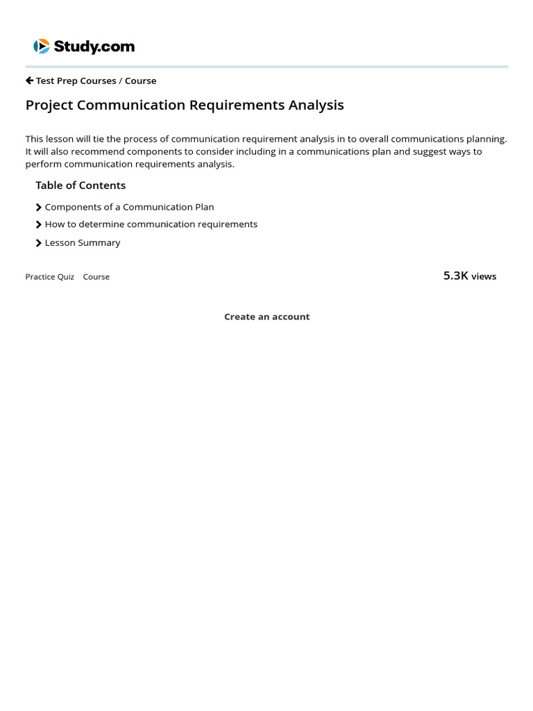 Project Communication Requirements Analysis | PDF | Communication ...