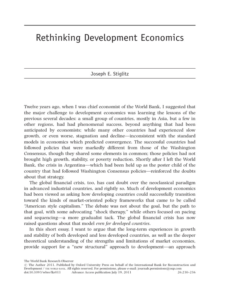Rethinking Development Economics | PDF | Market (Economics) | Joseph ...