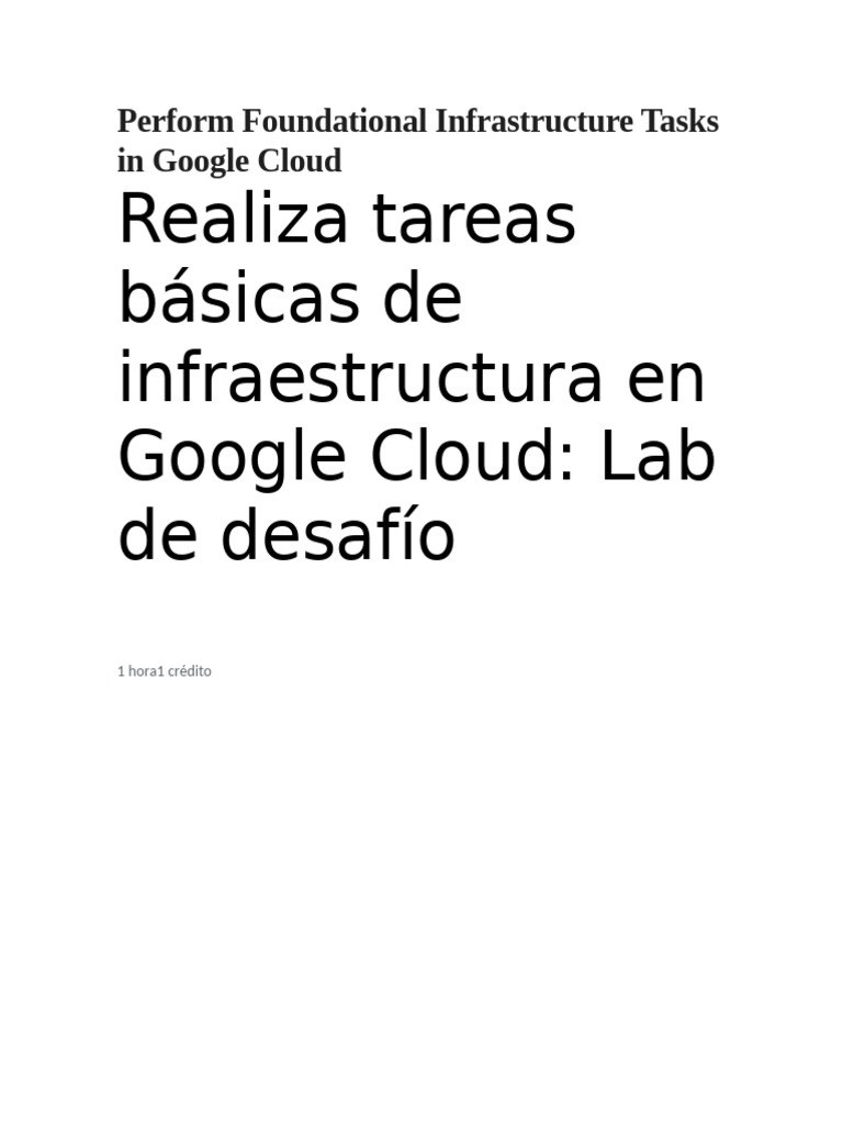 Desafío: Tareas Básicas en Google Cloud | PDF | Computación en la nube | Arquitectura de software