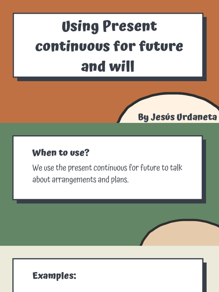 Present Continuous For Future and Will by Jesús Urdaneta | PDF