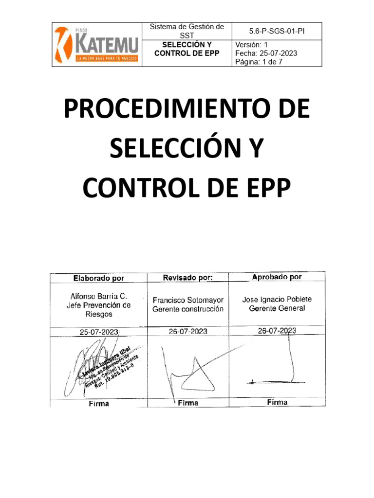 5.6-P-sgs-01-Pi Procedimiento de Selección y Control de Epp | PDF