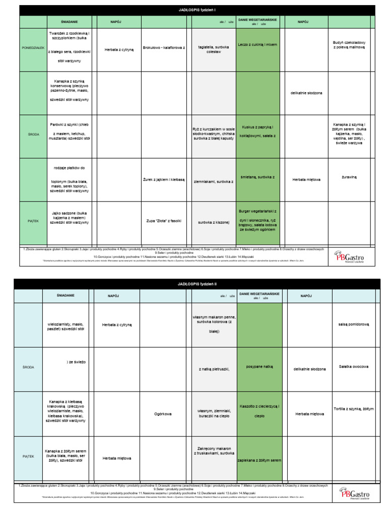 SP 52 Jadlospis Listopad 2024 | PDF