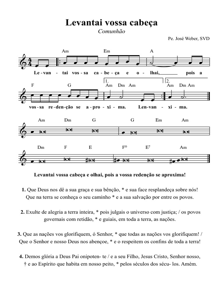 Levantai Vossa Cabeça - Partitura Completa | PDF