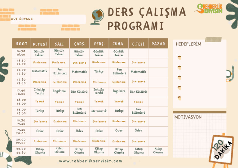 LGS Ders Calisma Programi 120 | PDF