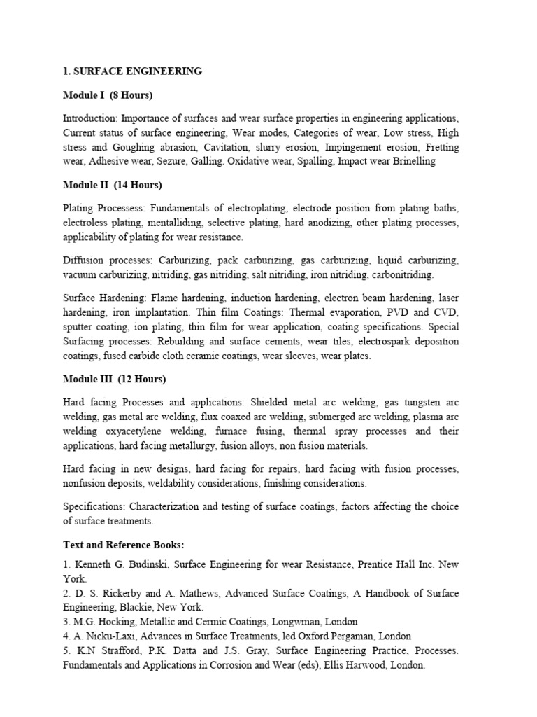 19MIMS901 Surface Engineering | PDF