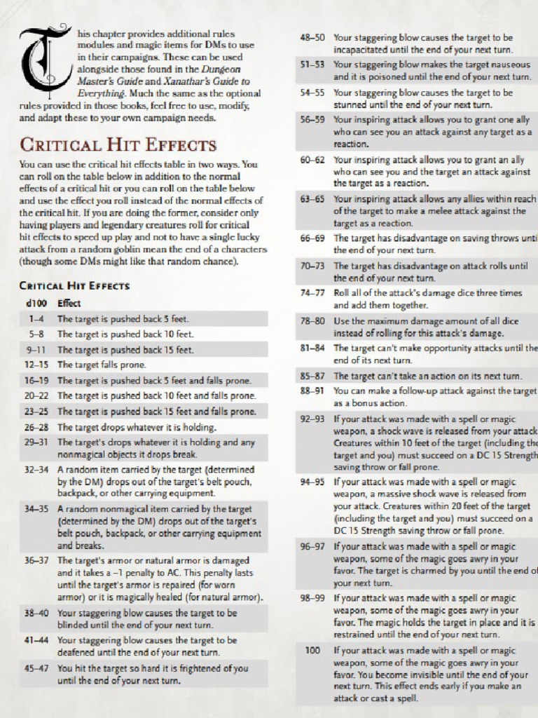 Critacal Hit or Miss Table | PDF