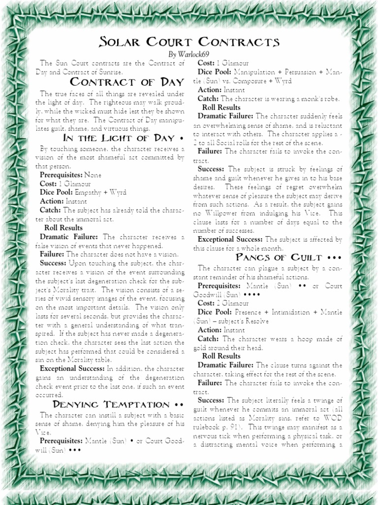 Solar & Lunar Court Contracts | PDF