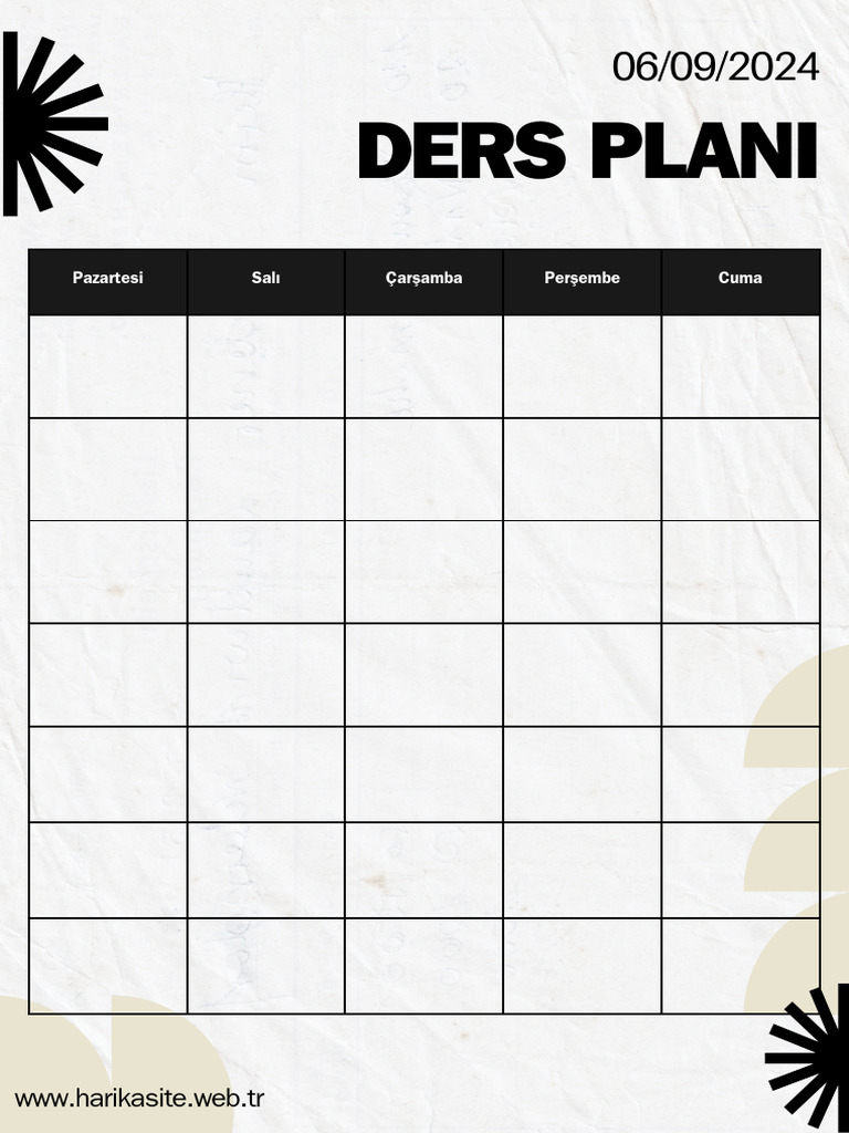 Siyah ve Bej Modern Tablo A4 Ders Planı | PDF