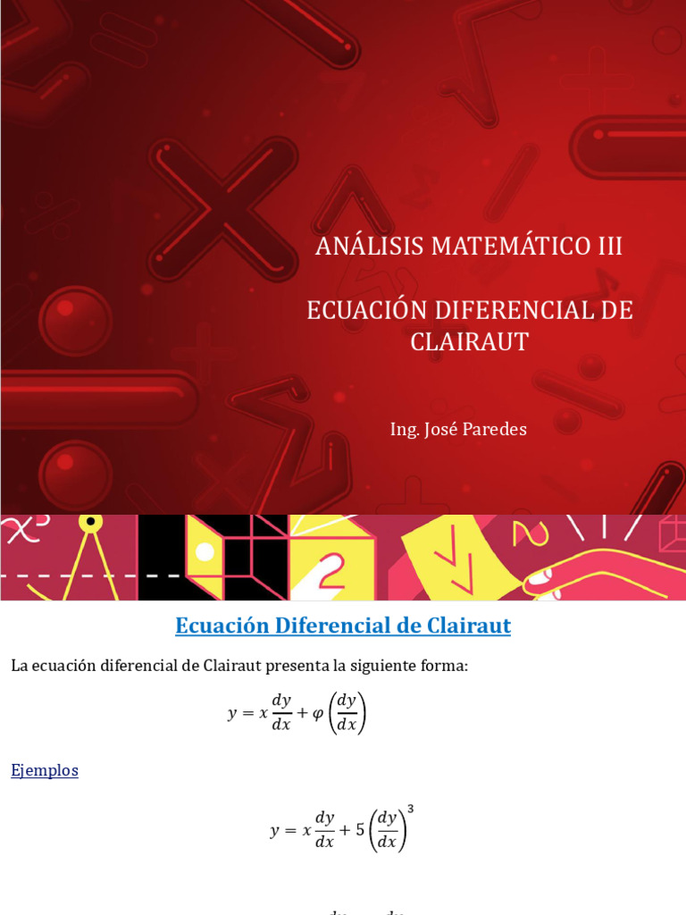 Ecuación Diferencial de Clairaut | PDF | Ecuaciones diferenciales | Ecuaciones