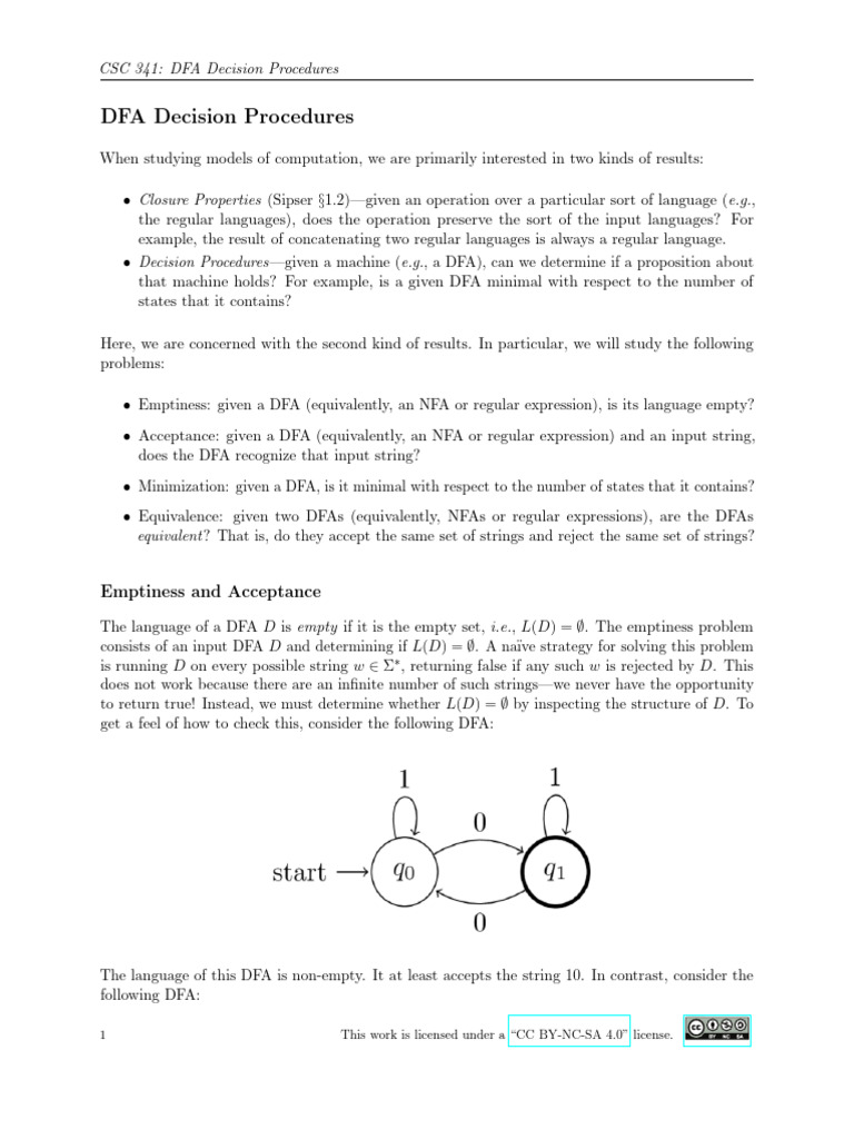 Dfa Decision Procedures | PDF | Theoretical Computer Science | Theory ...
