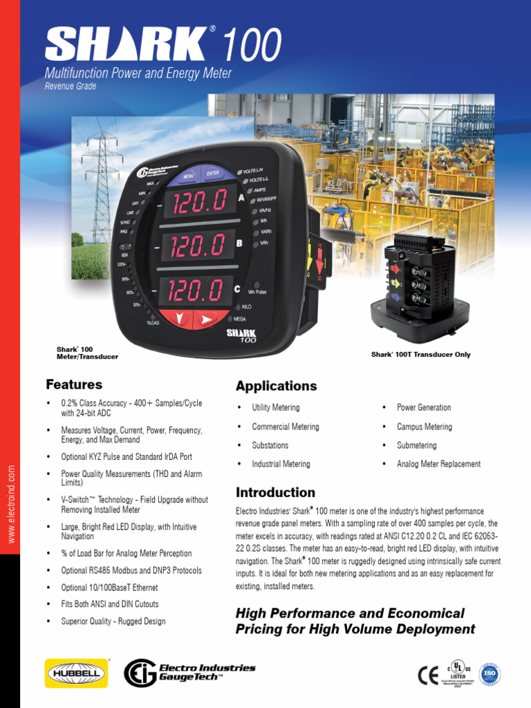 Shark 100 100T Meter Brochure E145702 | PDF | Power Supply | Electrical ...